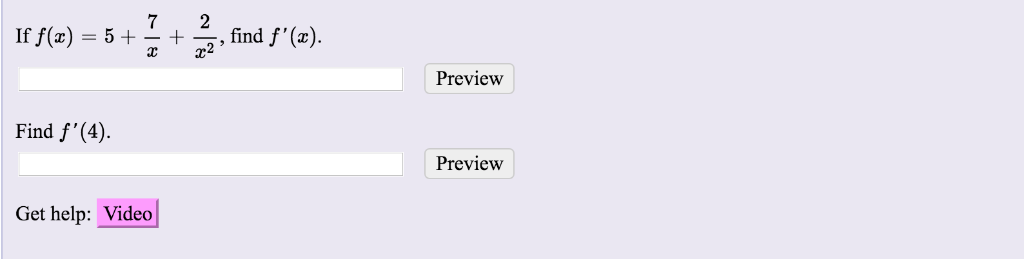 Solved If f(x) = 2x2 - 4x + 4, find f'( - 2). Preview Use | Chegg.com