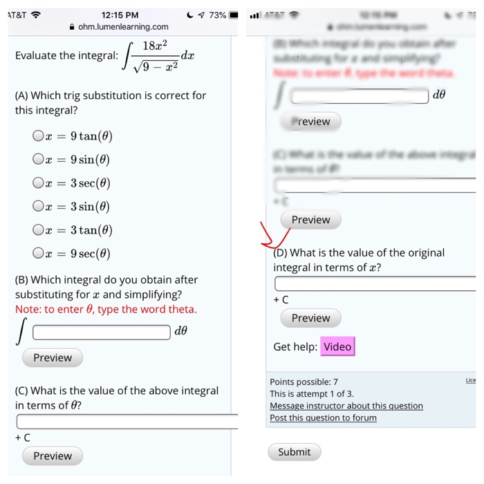 Solved AT&T 12:15 PM 73% ohm.lumenlearning.com 1822 da 9- a2 | Chegg.com