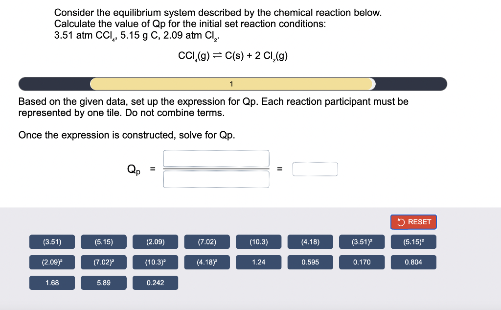 Solved Consider the equilibrium system described by the | Chegg.com