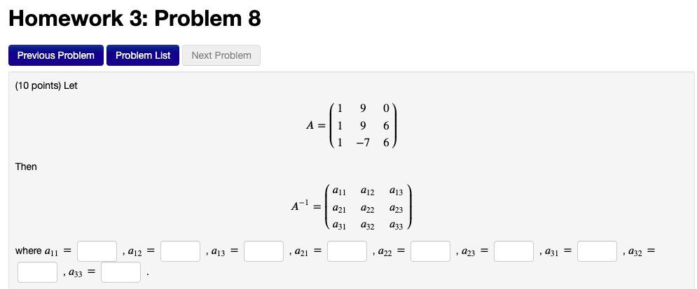 Solved Homework 3 Problem 8 Previous Problem Problem List 3054