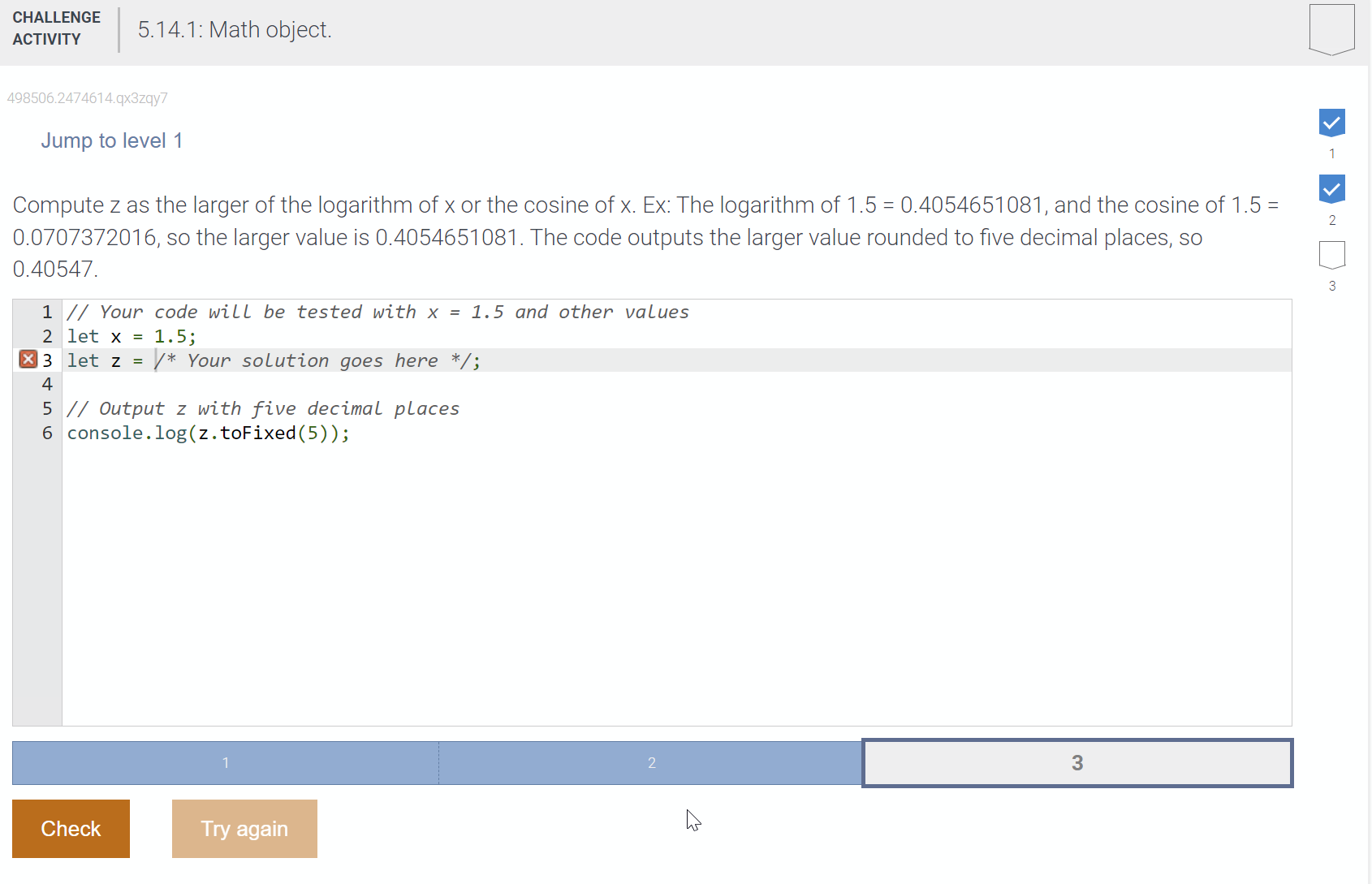 Solved Compute z as the larger of the logarithm of x or the | Chegg.com