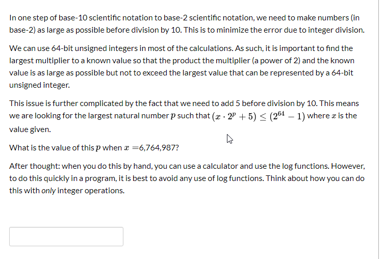 Solved In one step of base-10 scientific notation to base-2 | Chegg.com