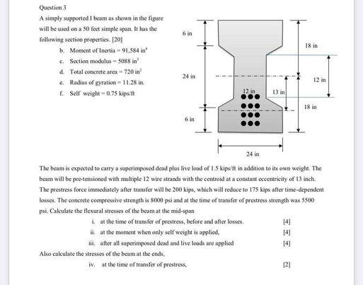 [Solved]: Question 3 A simply supported 1 besm as shown in