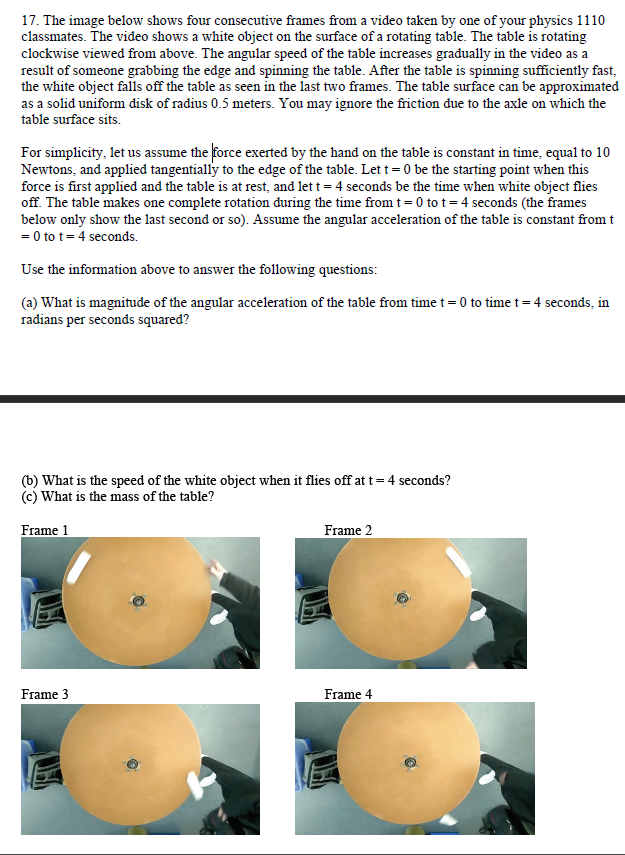 Solved 17. The image below shows four consecutive frames | Chegg.com