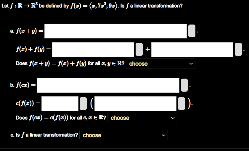 Solved Let f:R→R3 be defined by f(x)= x,7x2,9x . Is f a | Chegg.com