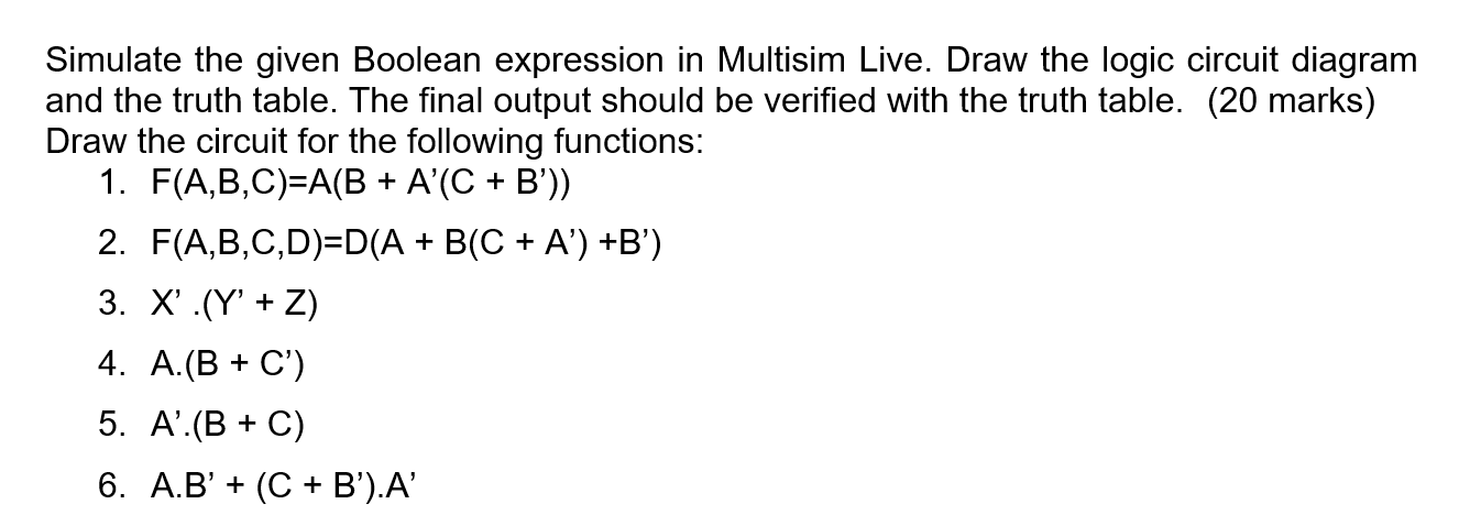 Solved Simulate the given Boolean expression in ﻿Multisim | Chegg.com