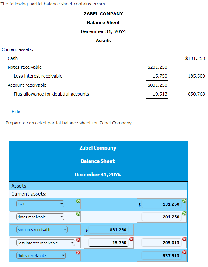 Solved The Following Partial Balance Sheet Contains Errors Chegg