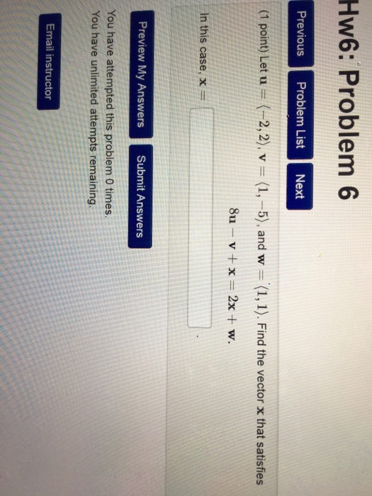 Solved Hw6: Problem 6 Previous Problem List Next (1 point) | Chegg.com