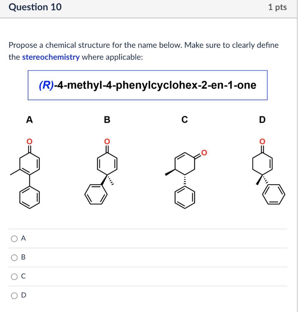 Solved Question 10 1 pts Propose a chemical structure for | Chegg.com