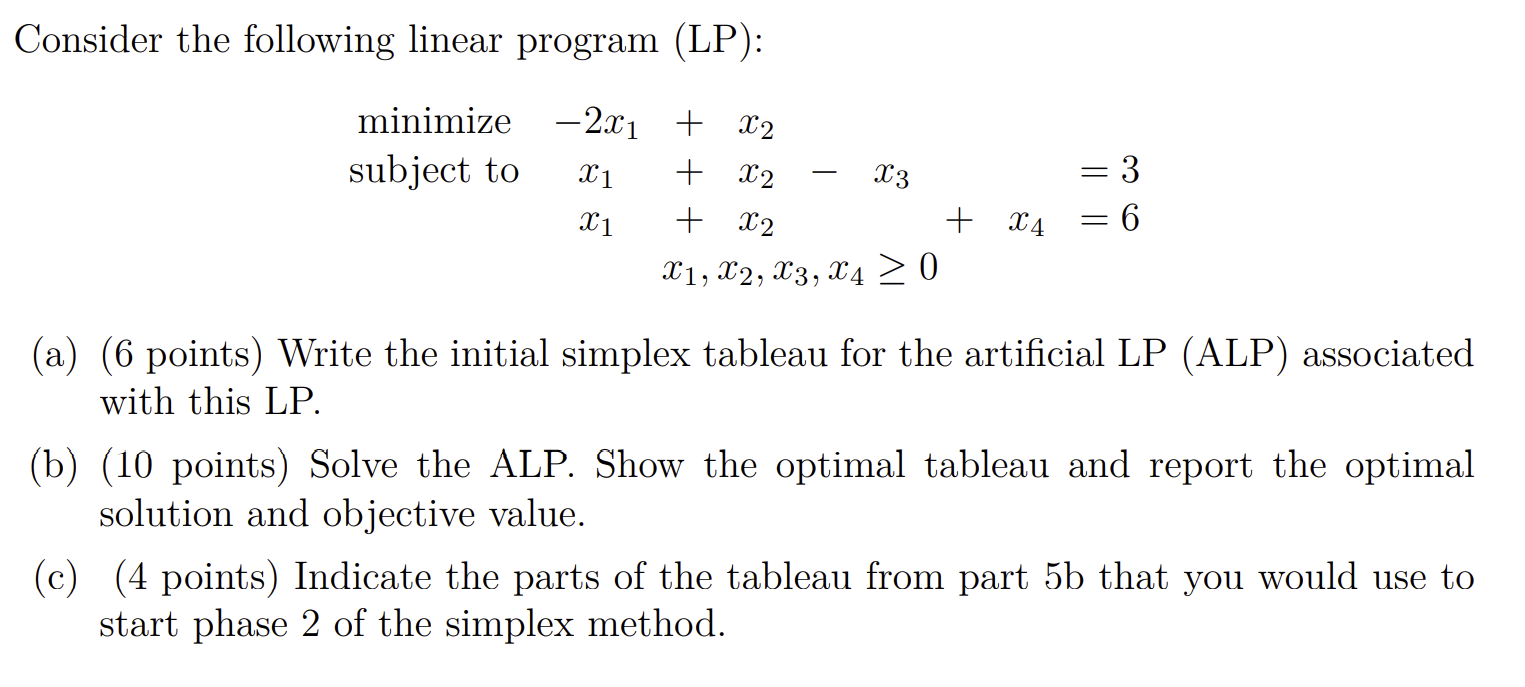 Solved Consider the following linear program (LP): minimize | Chegg.com