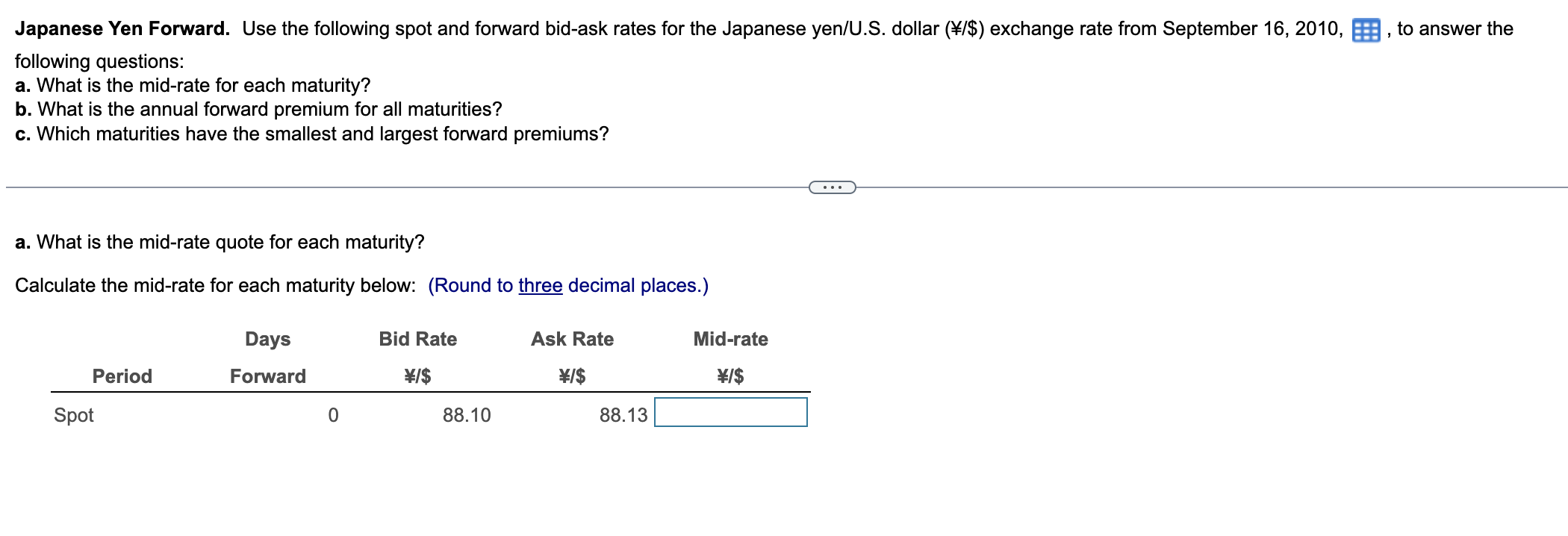 Solved Japanese Yen Forward. Use the following spot and | Chegg.com