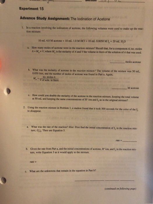 Experiment 15 Advance Study Assignment: The | Chegg.com