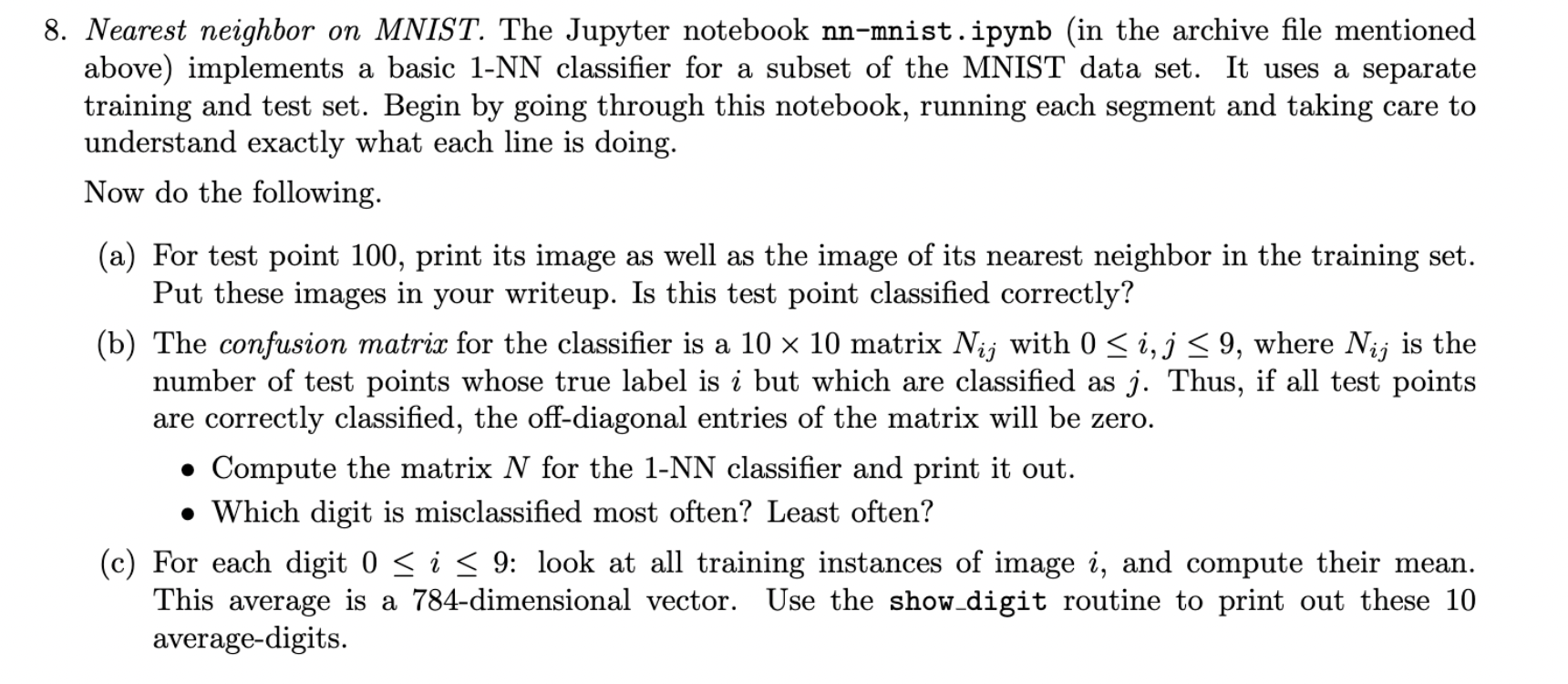 Solved Code: Nearest neighbor for handwritten digit | Chegg.com