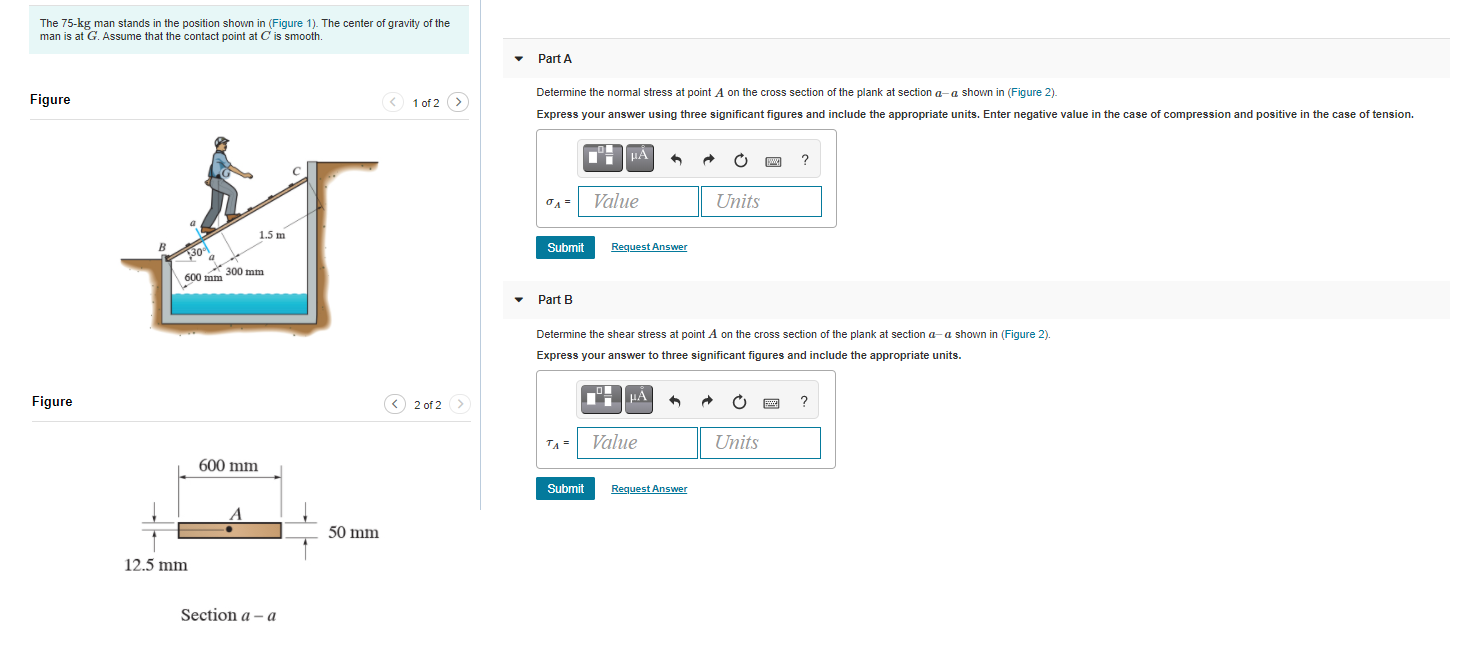 Solved The 75-kg man stands in the position shown in (Figure | Chegg.com