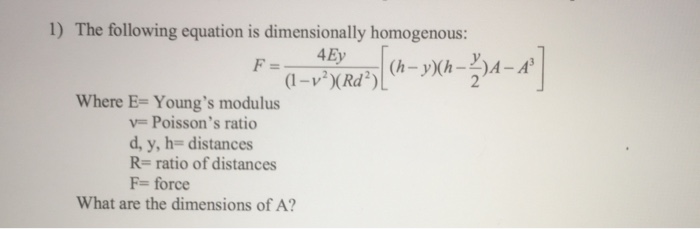 Solved The following equation is dimensionally homogenous: | Chegg.com
