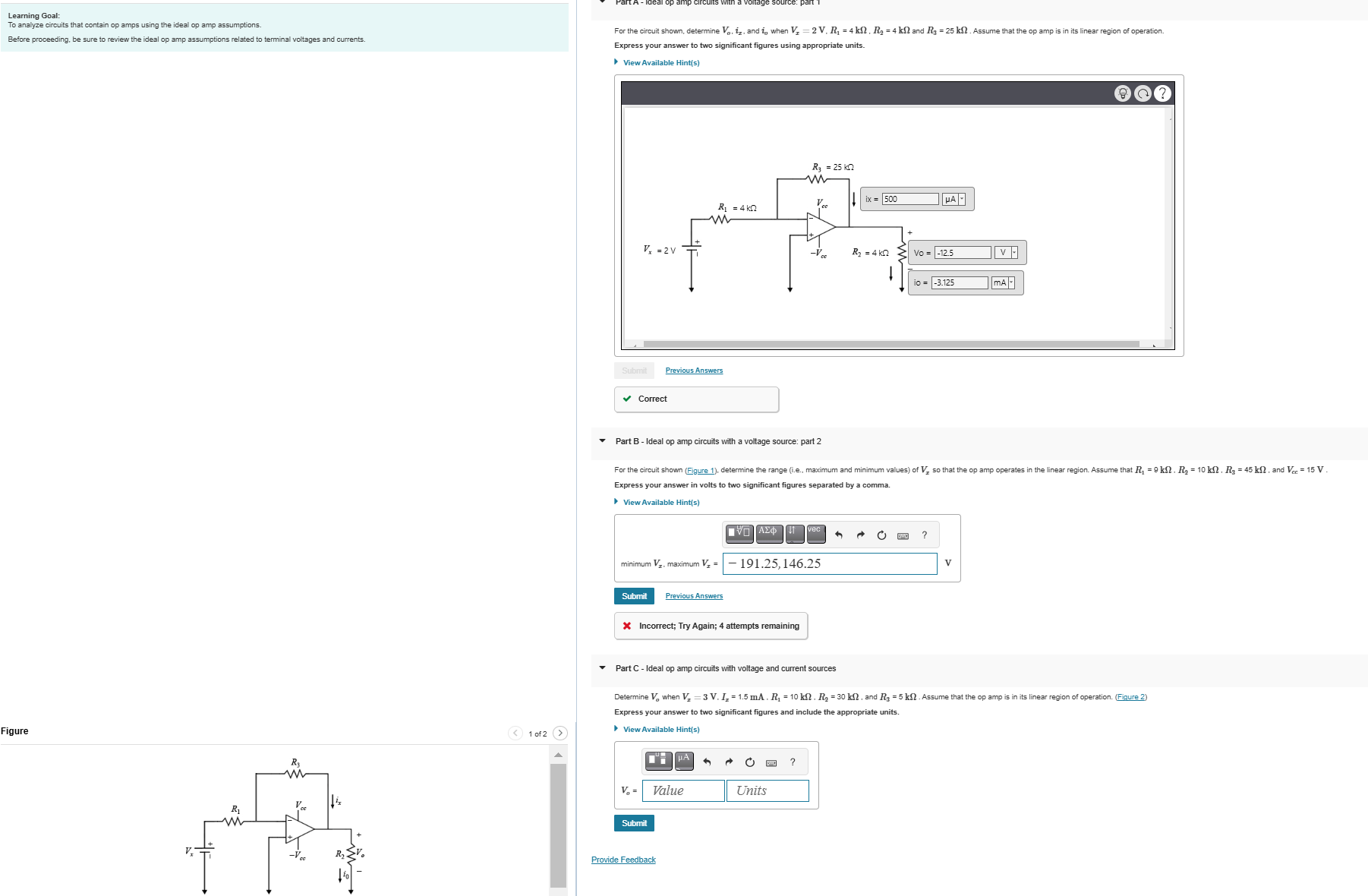 Solved Learning Goal:To ﻿analyze circuits that contain op | Chegg.com