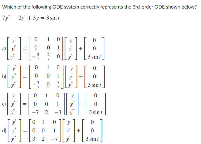 Solved Which of the following ODE system correctly | Chegg.com
