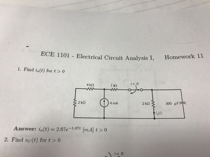 Solved ECE 1101 - Electrical Circuit Analysis I, Homework 11 | Chegg.com