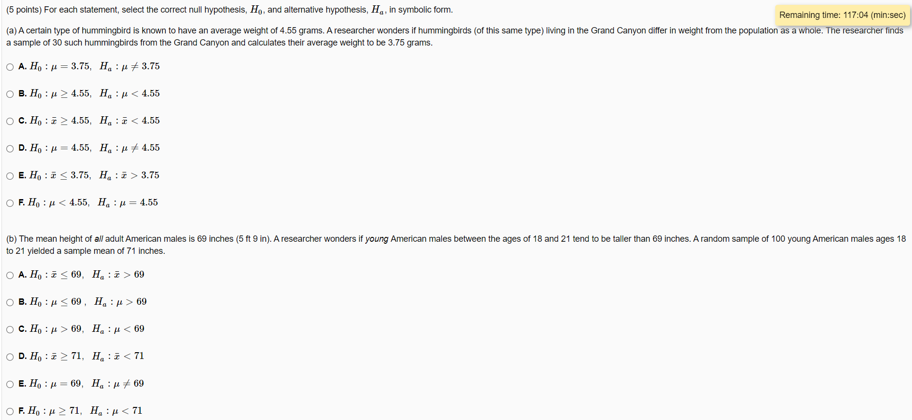 Solved (5 points) For each statement, select the correct | Chegg.com