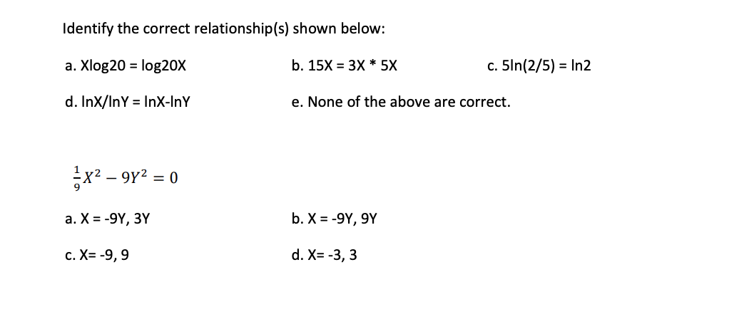 Solved Identify the correct relationship(s) shown below: a. | Chegg.com