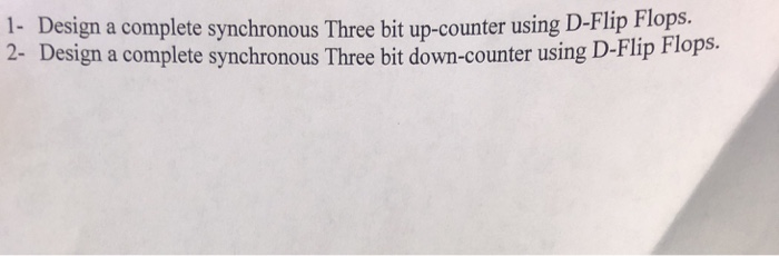 Solved 1- Design a complete synchronous Three bit up-counter | Chegg.com