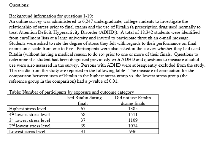 Solved Questions: Background information for questions 1-10: | Chegg.com