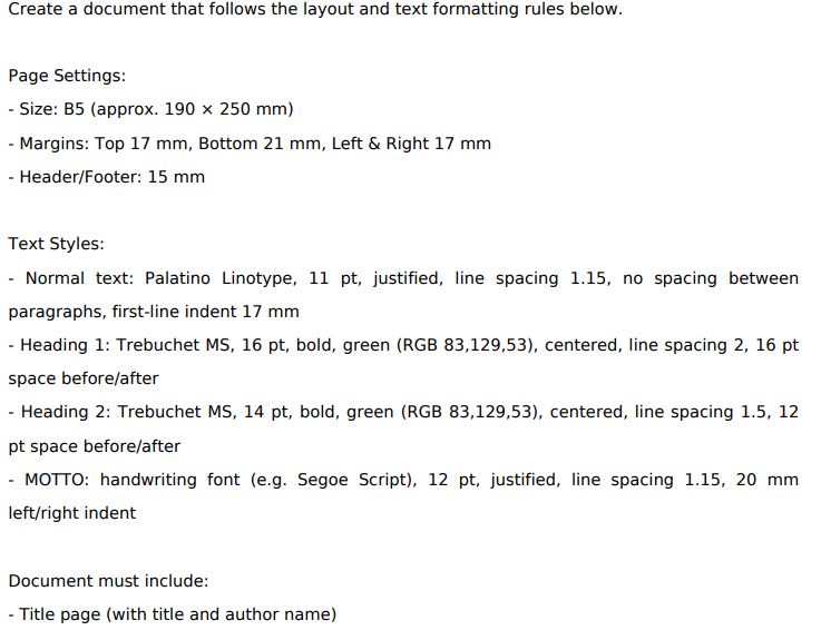 Create a word document .docx that follows the layout | Chegg.com