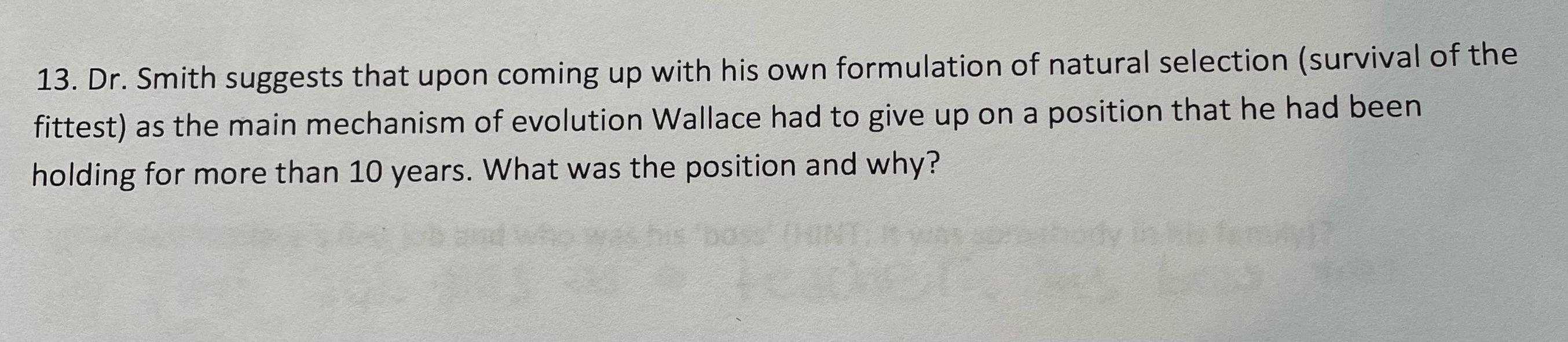 Solved Part 3 - The Early Evolution of Wallace as a Thinker | Chegg.com