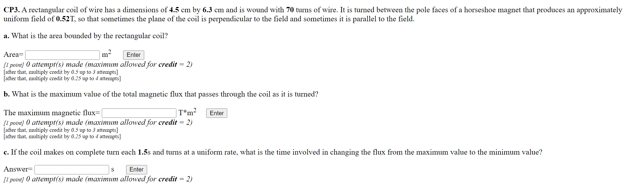 Solved CP3. A rectangular coil of wire has a dimensions of | Chegg.com