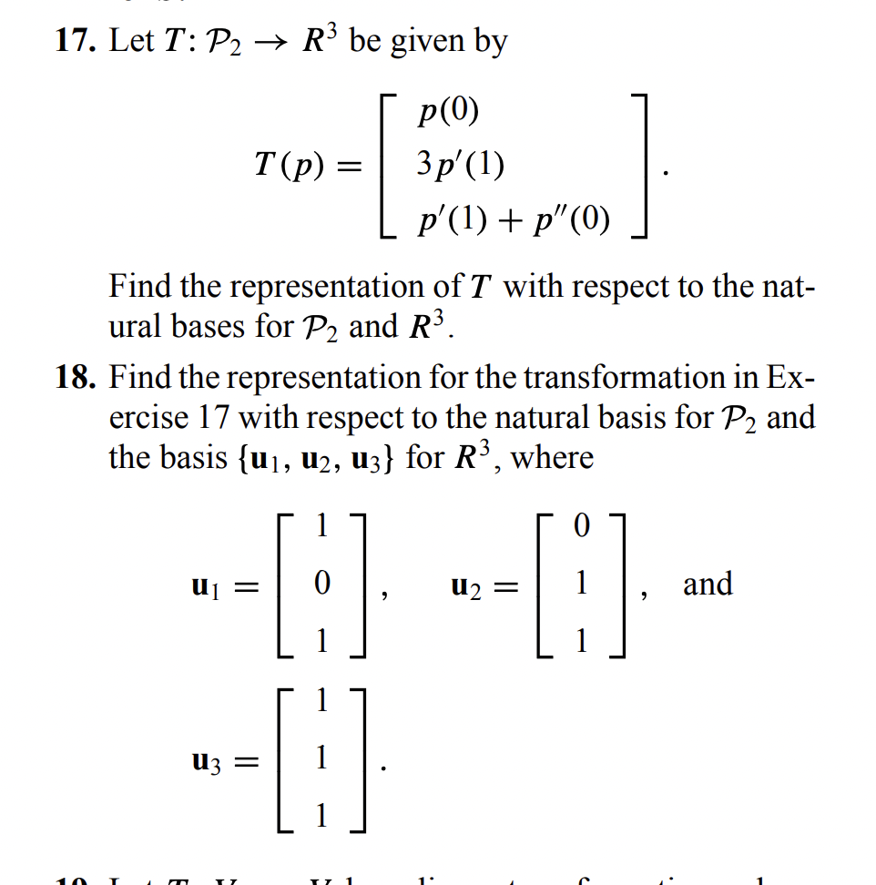 Solved 17. Let T:P2→R3 be given by | Chegg.com