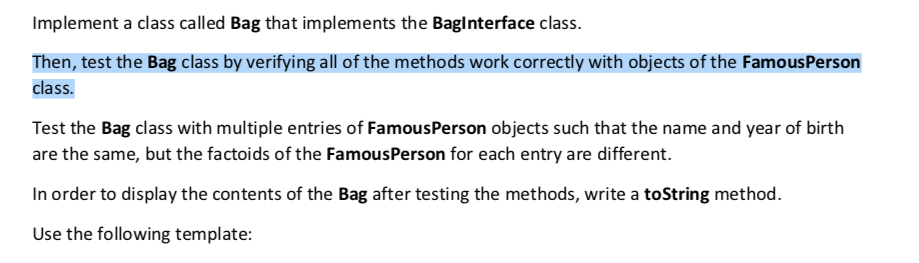 Solved Need help with the JAVA code for this question | Chegg.com