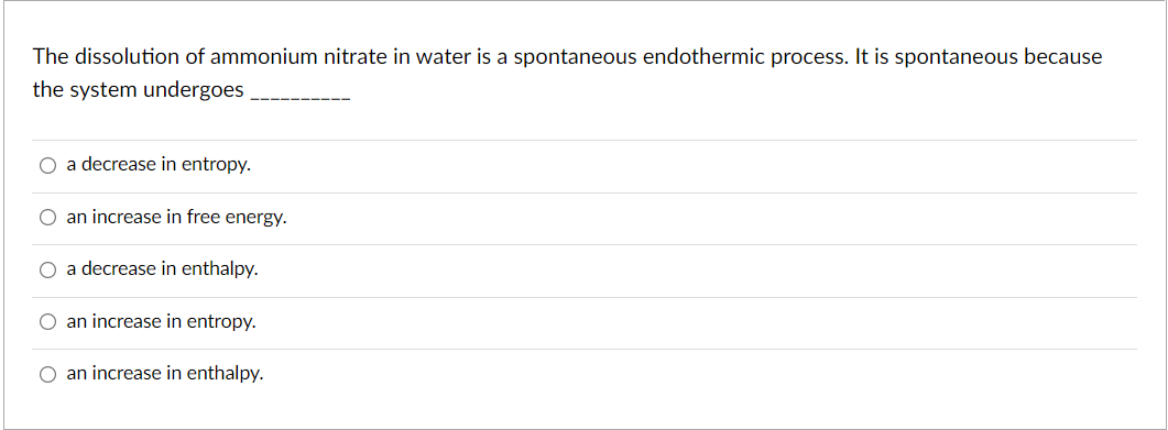 Solved The dissolution of ammonium nitrate in water is a | Chegg.com