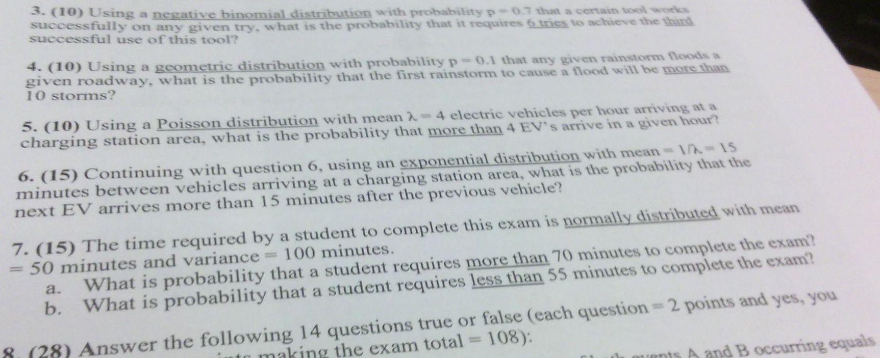 Solved 3. (10) Using a negative binomial distribution with | Chegg.com