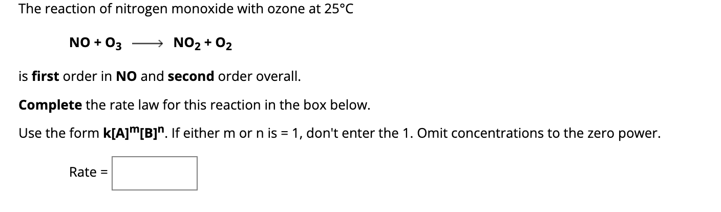 Solved The reaction of nitrogen monoxide with ozone at | Chegg.com