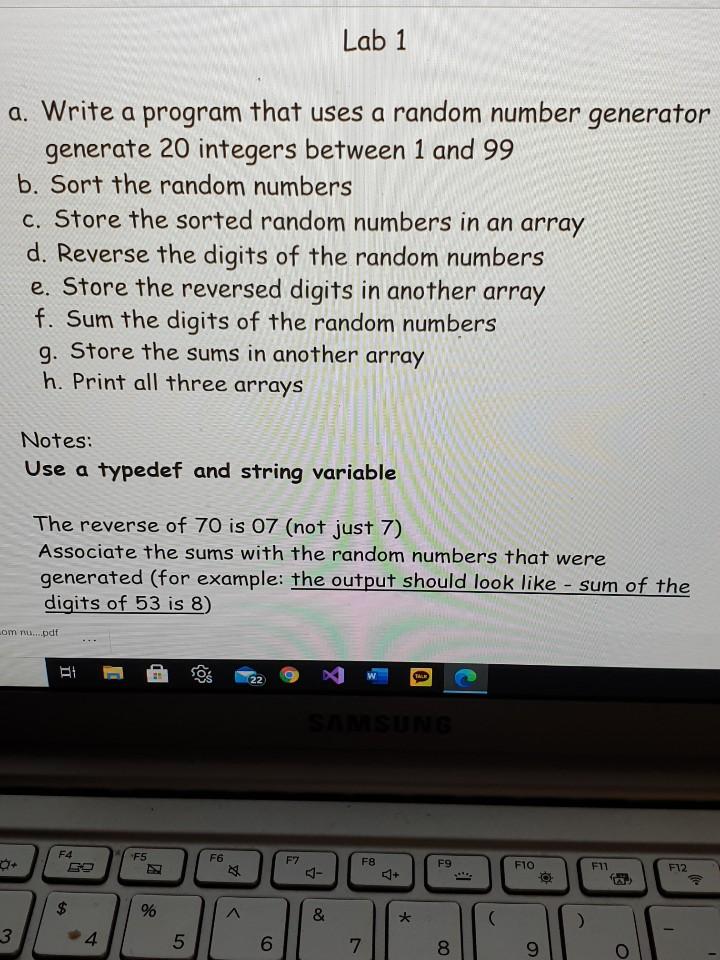 Solved Lab 1 a. Write a program that uses a random number | Chegg.com