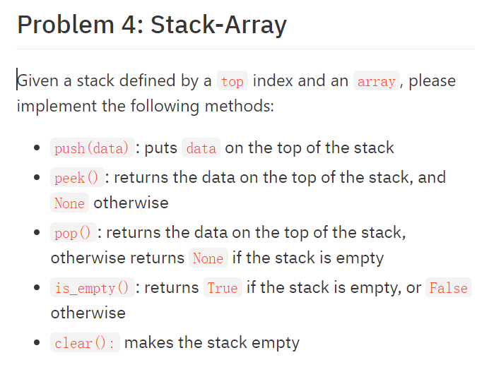 Solved Problem 4: Stack-Array Given a stack defined by a top | Chegg.com