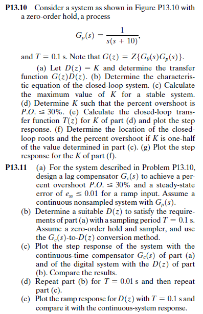Solved P13.10 Consider a system as shown in Figure P13.10 | Chegg.com
