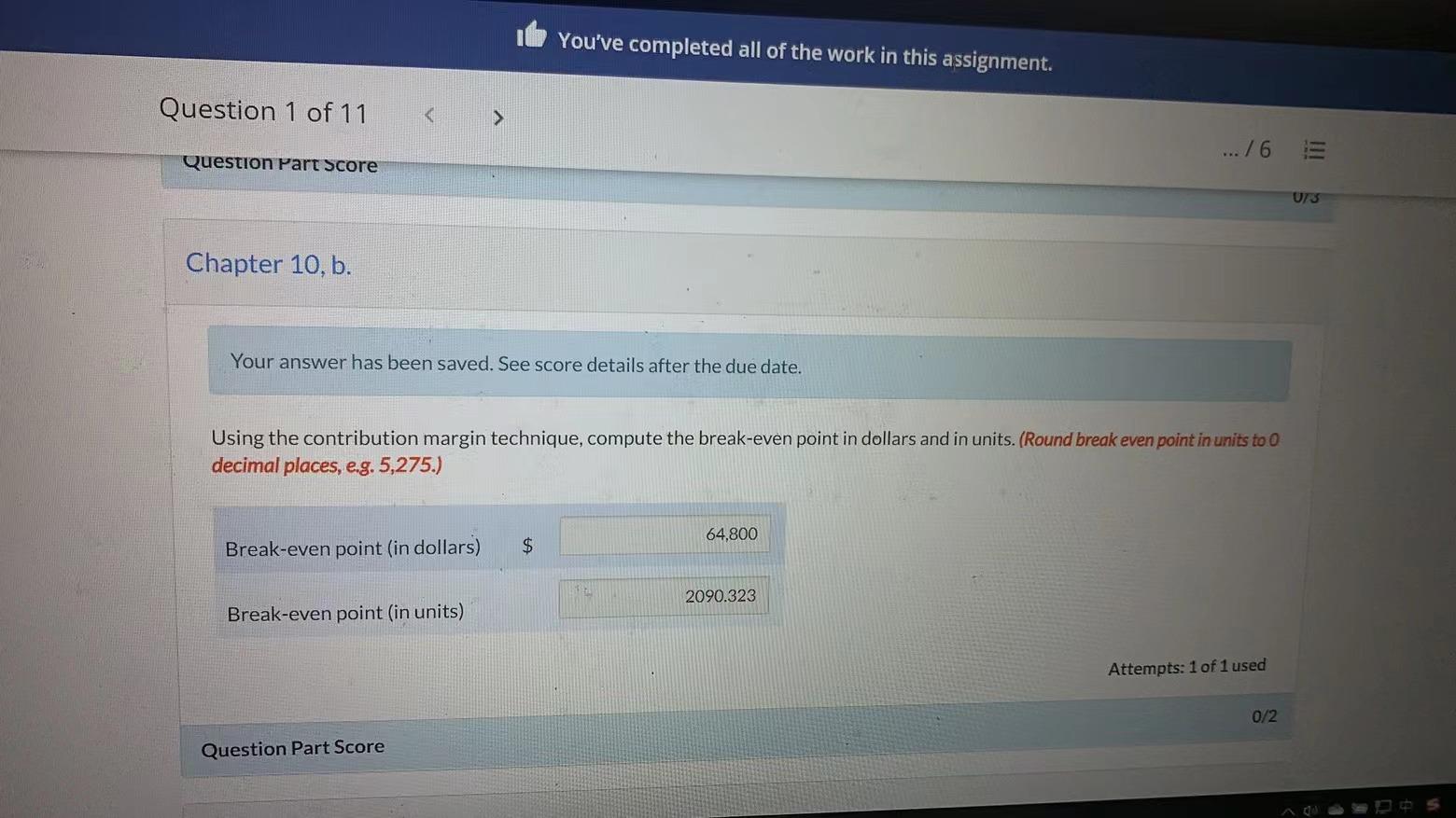 Solved ompleted all of the work in this assignment. Question | Chegg.com