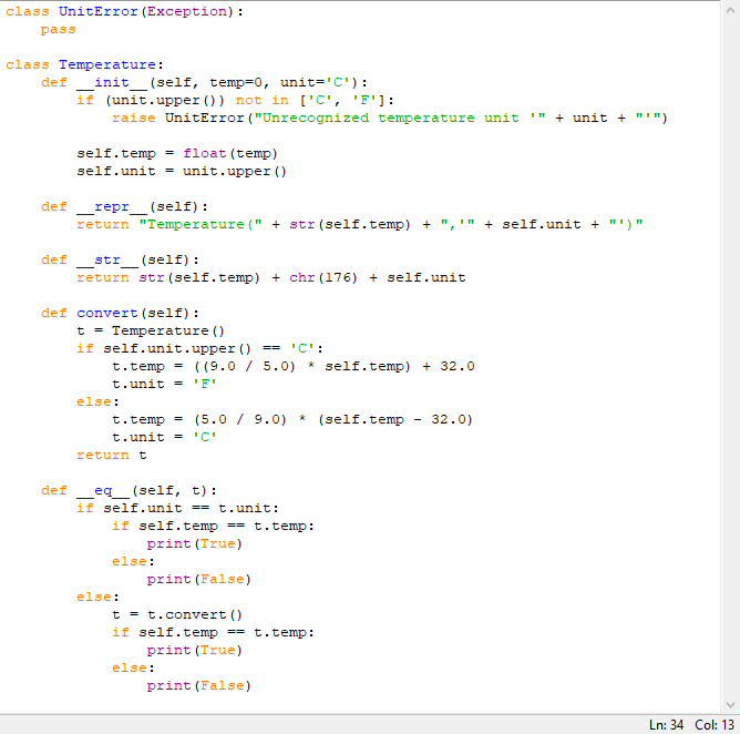 Solved 2. In the same module/file, implement a class | Chegg.com