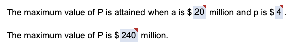 Solved The maximum value of \\( P \\) is attained when a is | Chegg.com