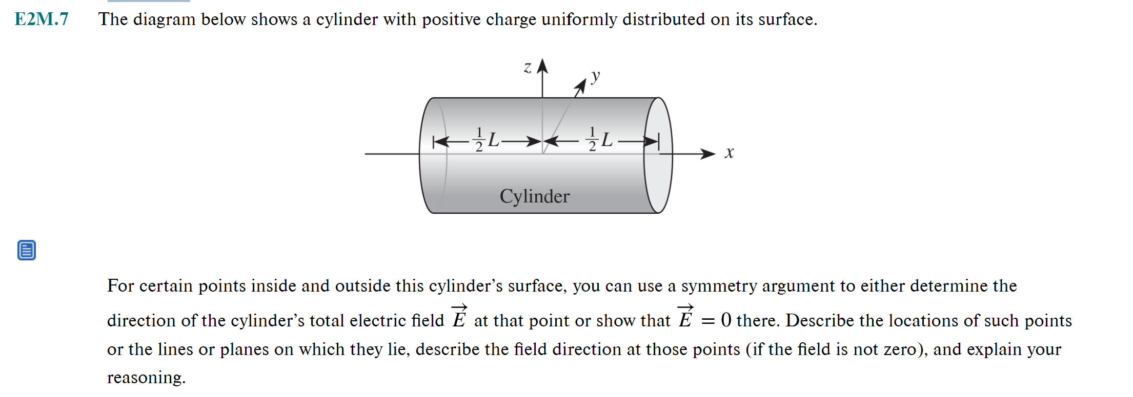 Solved 2M.7 The diagram below shows a cylinder with positive | Chegg.com