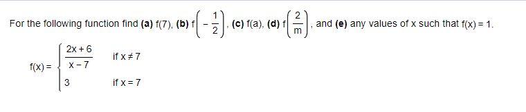 Solved For the following function find | Chegg.com