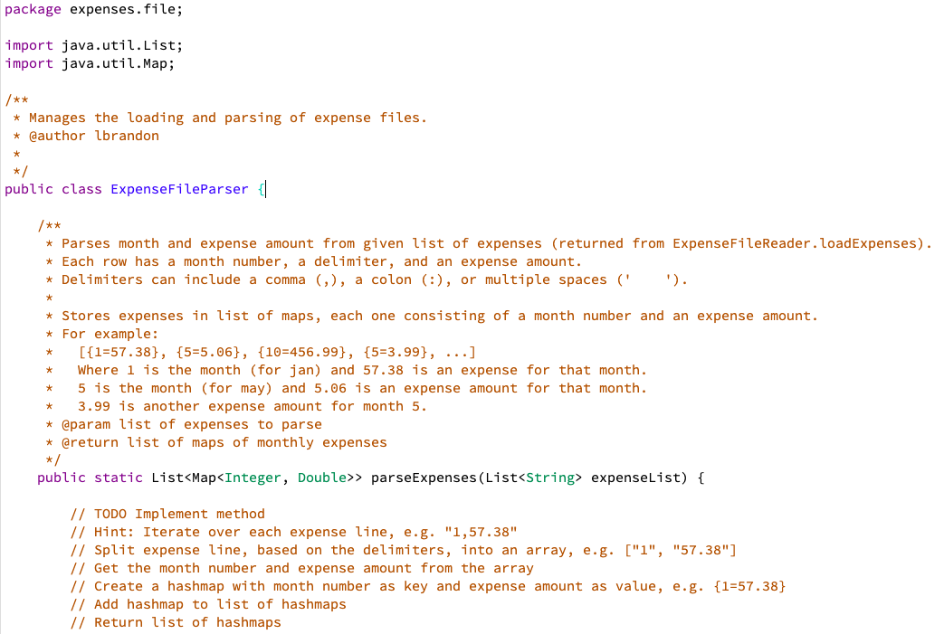 Solved • Section 1 o Task 1: ExpenseFileReader.java • | Chegg.com