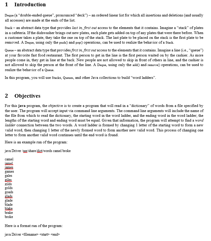 1 Introduction Deque (a "double-ended queue", | Chegg.com