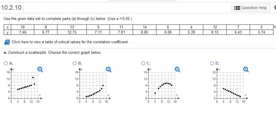 Solved Use the given data set to complete parts? | Chegg.com