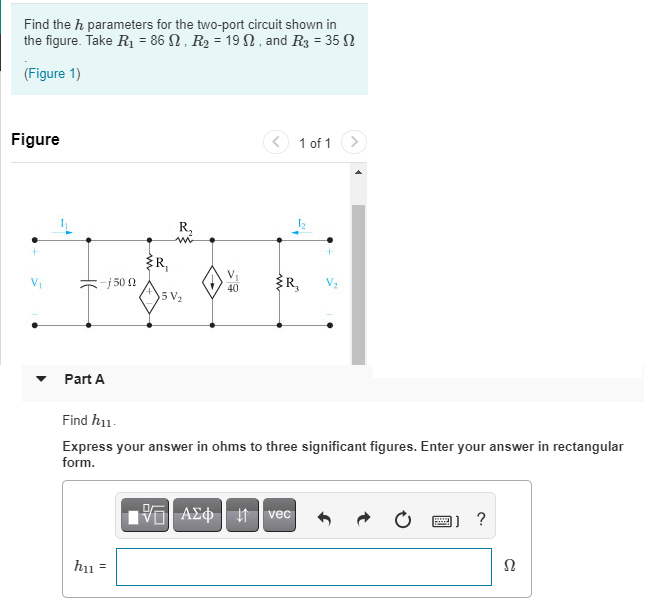 Solved Find the h parameters for the two-port circuit shown | Chegg.com