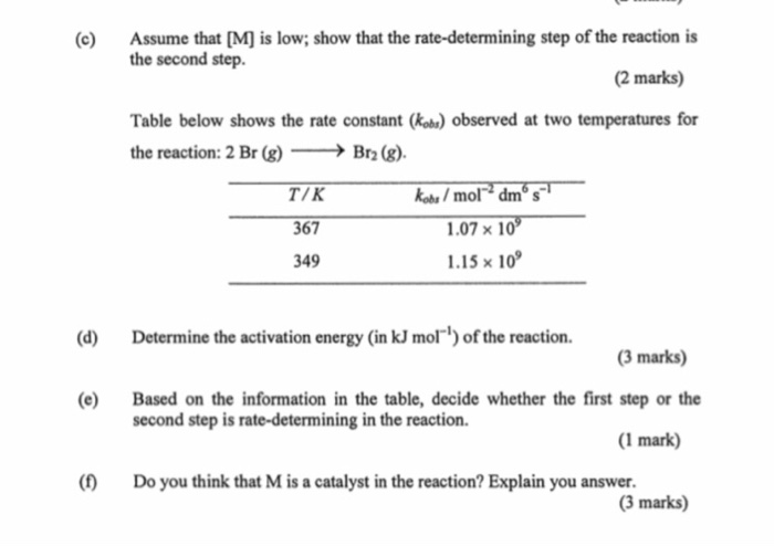 Solved 5 Consider the recombination reaction: The mechanism | Chegg.com