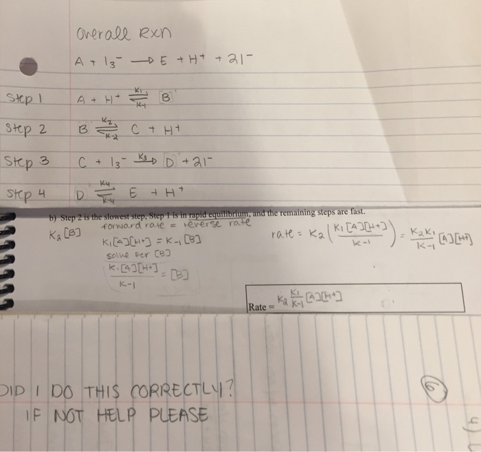 Solved Overall R times n A + l_3^- rightarrow E + h^+ 21^- | Chegg.com