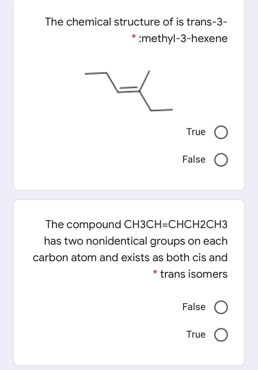 Solved The chemical structure of is trans-3- methyl-3-hexene | Chegg.com