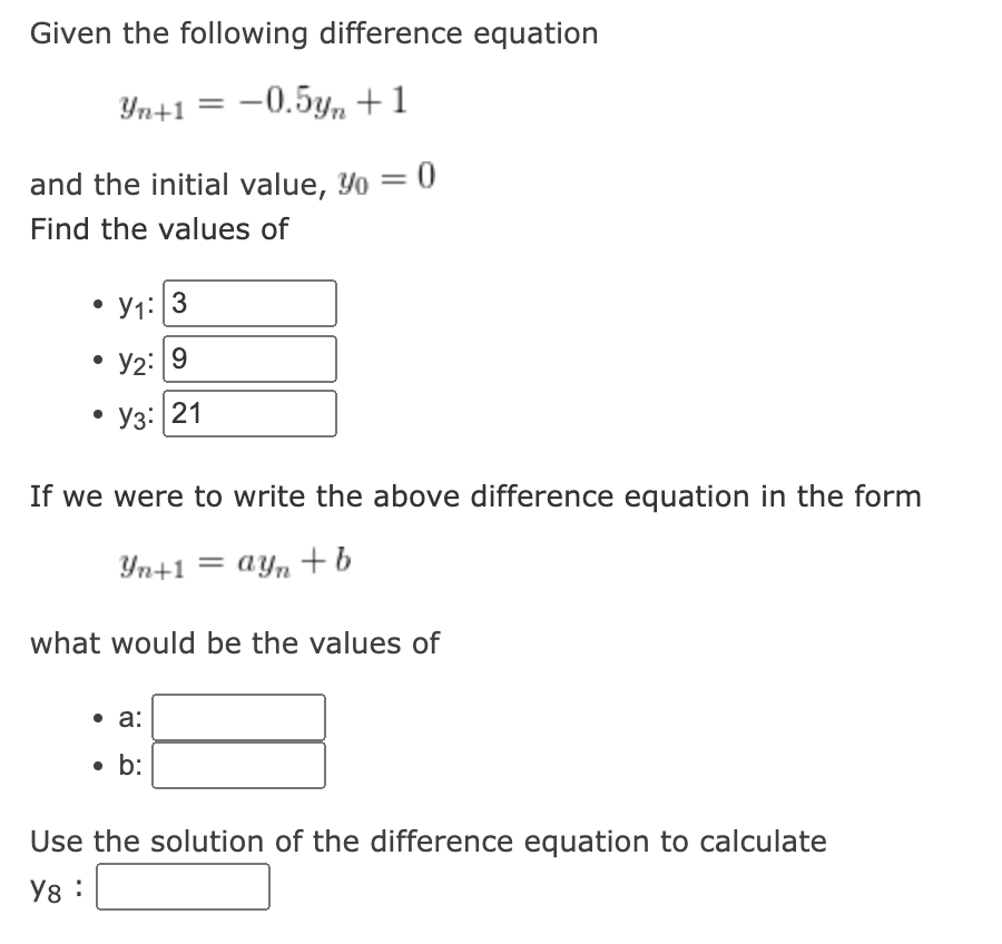 Solved Given the following difference | Chegg.com